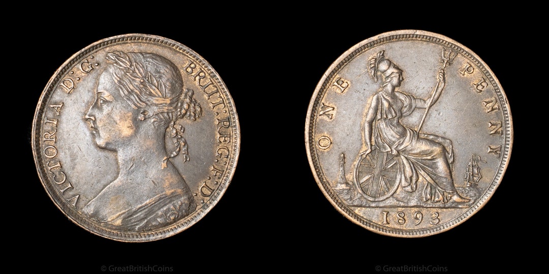 Genuine 1893 Queen Victoria Copper One Penny Coin Great - Etsy