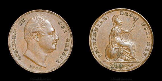 British 1835 King William IV Copper Farthing Coin Great | Etsy