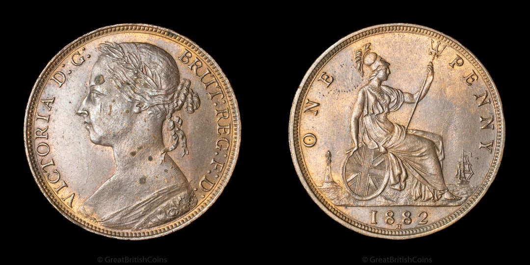 Queen Victoria 1882H Heaton Mint One Penny Coin, Great British Coins ...