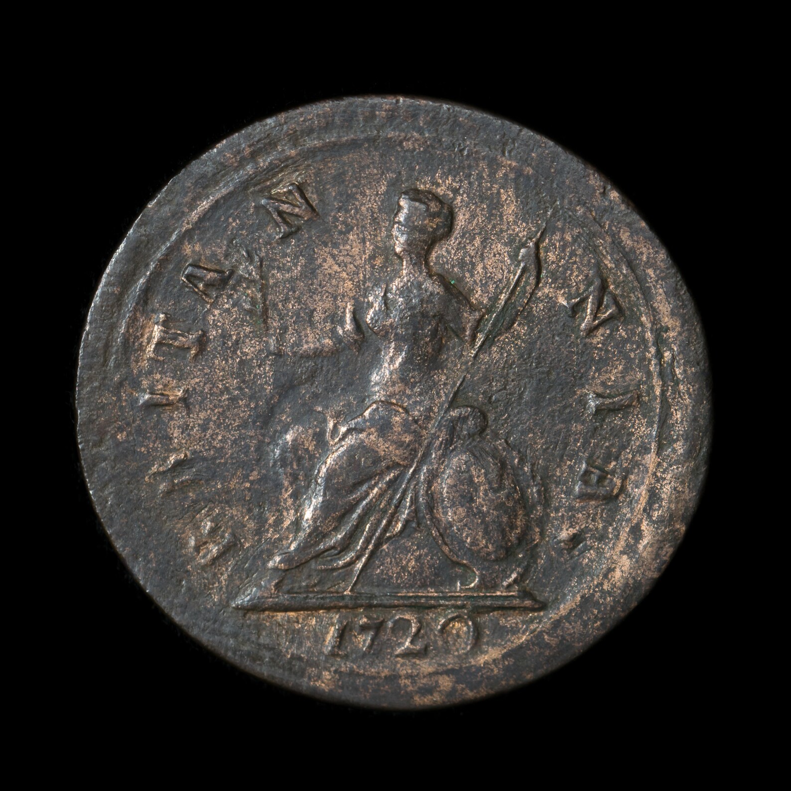 Antique George I Copper Farthing Coin 1720, British, Georgian, Old ...