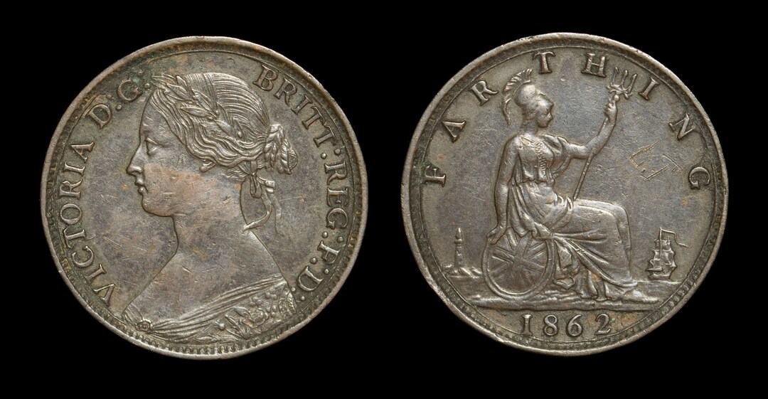 Queen Victoria Genuine Bronze Farthing 1862, Great British Coins ...