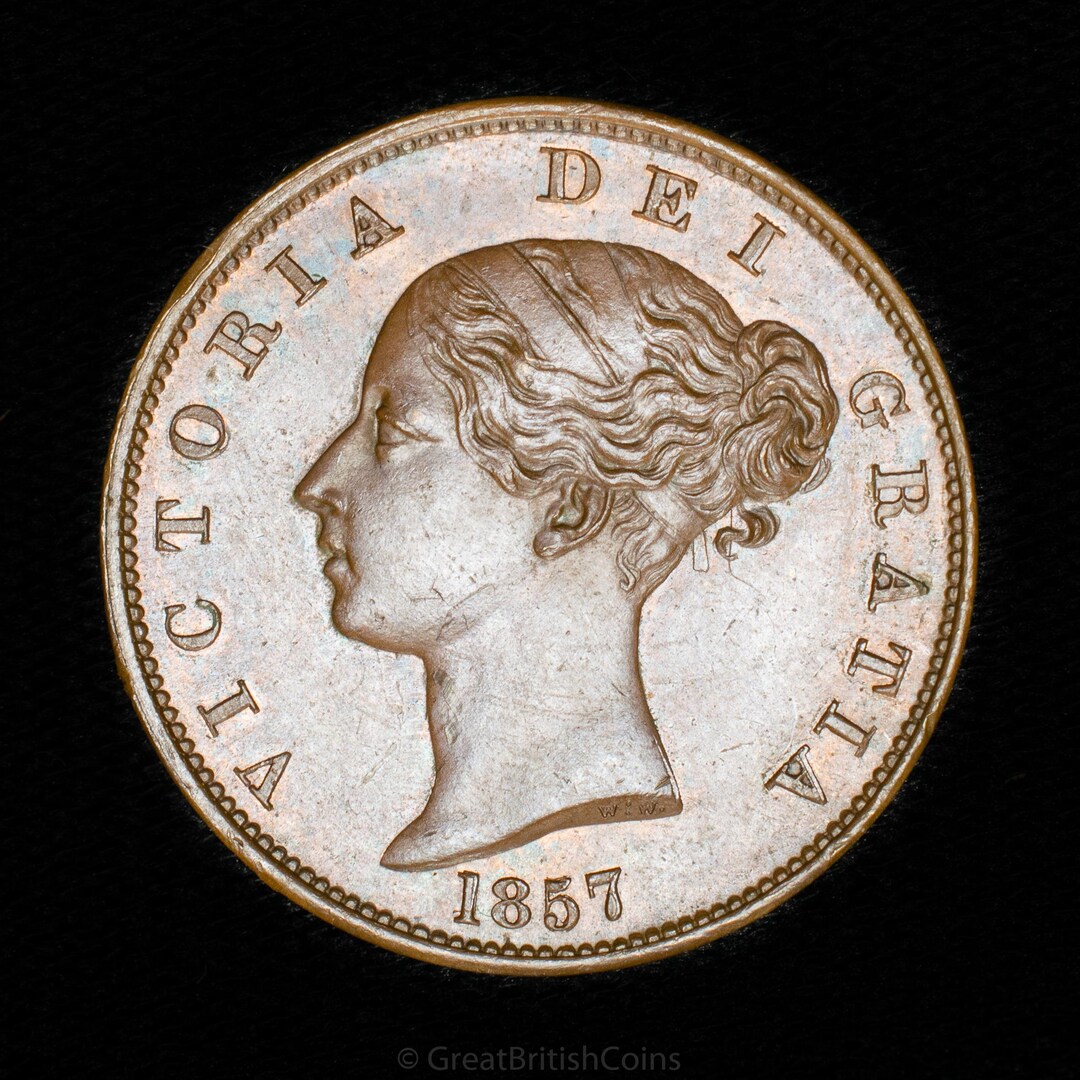 1857 Queen Victoria Copper Halfpenny Coin - Etsy