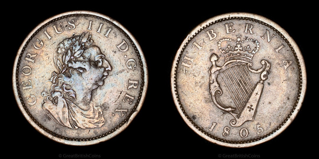 Irish 1805 George III Copper Penny Coin, Georgian, Great British Coins ...