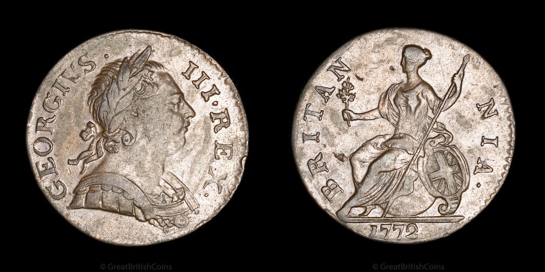 1772 George III Copper Halfpenny Coin, Georgian, Great British Coins - Etsy