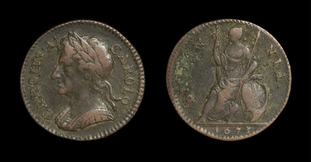Antique British Coin, Charles II 1673 Copper Farthing, Rare Coins - Etsy