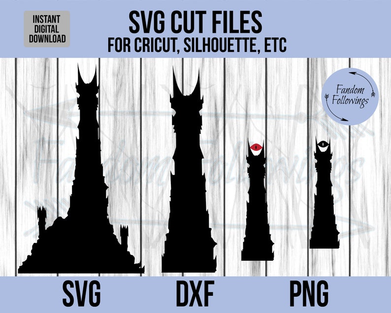 LOTR SVG, Barad-dur SVG, Barad Dur Svg, Lord of the Rings Svg, Cricut Cut File, Silhouette Cut ...