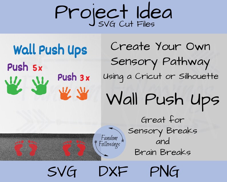 Wall Push Ups SVG Sensory Path Svg Sensory Hallway Cut File | Etsy