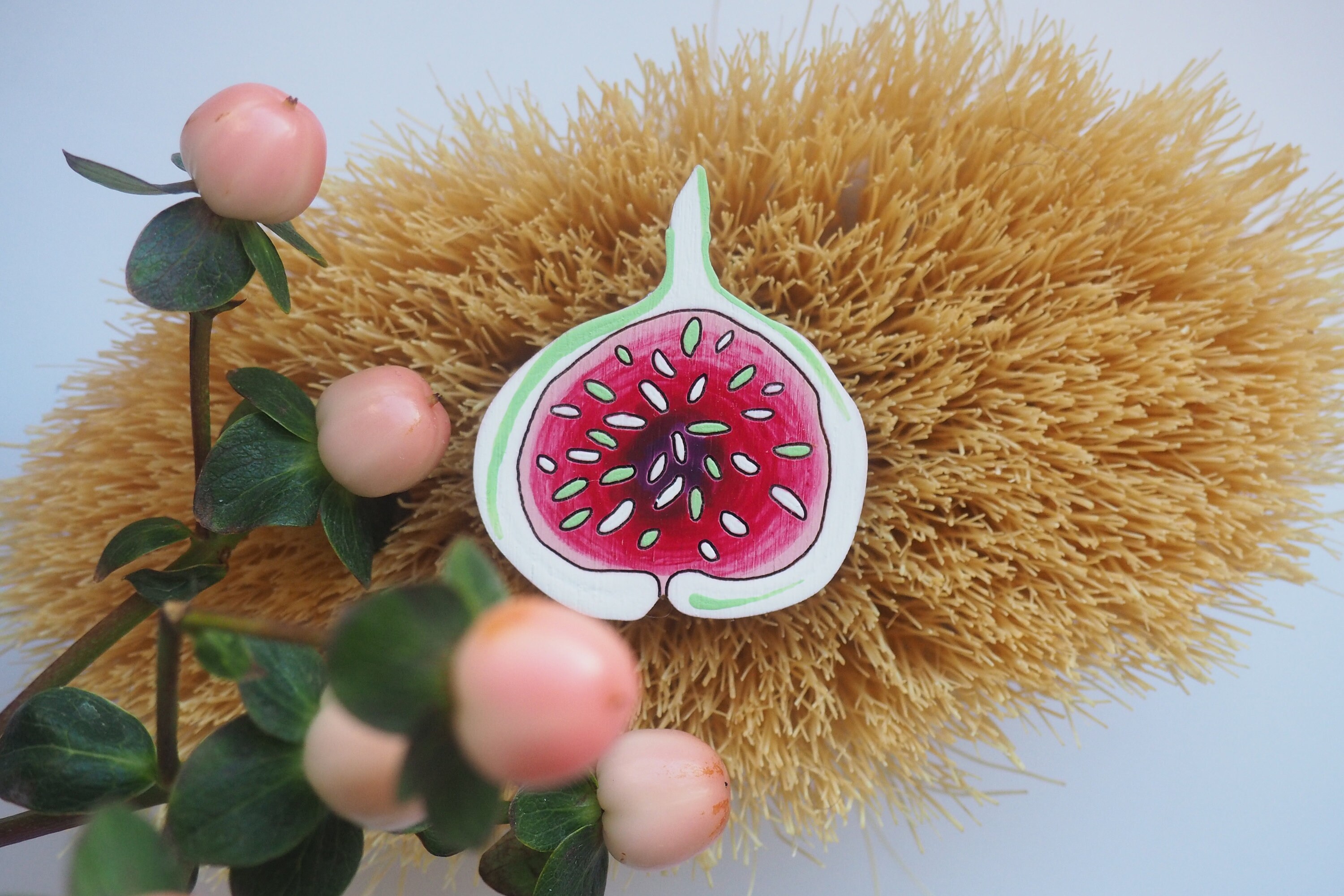 Fig Pin, Wood Brooch, Tropical Pin, Fig Tree Pin, Food Pin, Statement ...