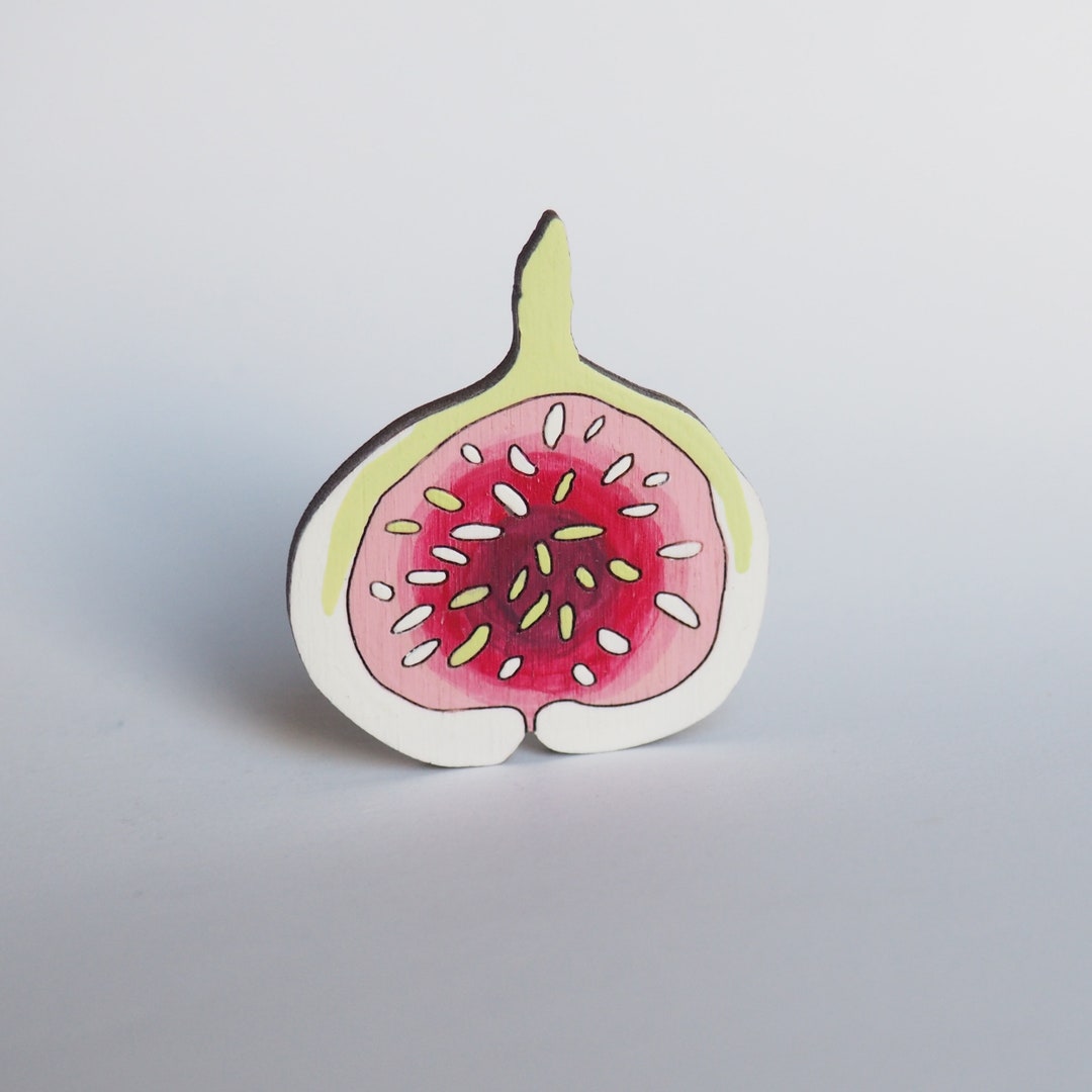 Fig Pin, Wood Brooch, Tropical Pin, Fig Tree Pin, Food Pin, Statement ...