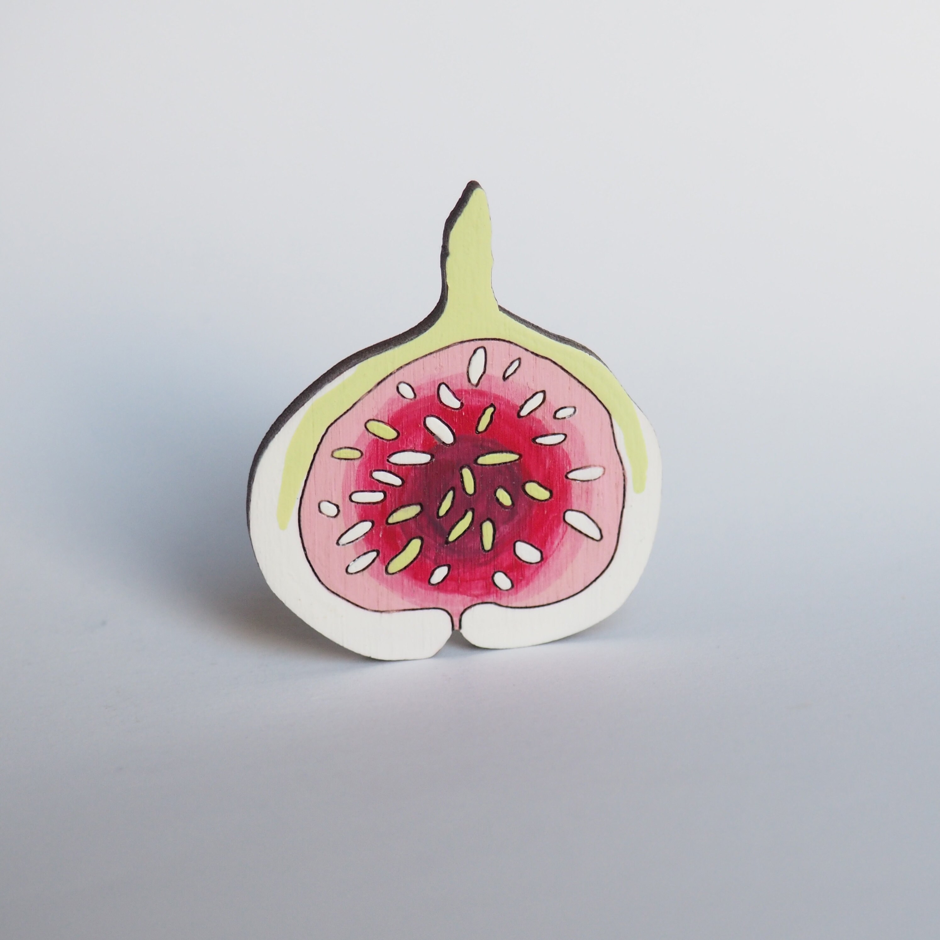 Fig Pin, Wood Brooch, Tropical Pin, Fig Tree Pin, Food Pin, Statement ...