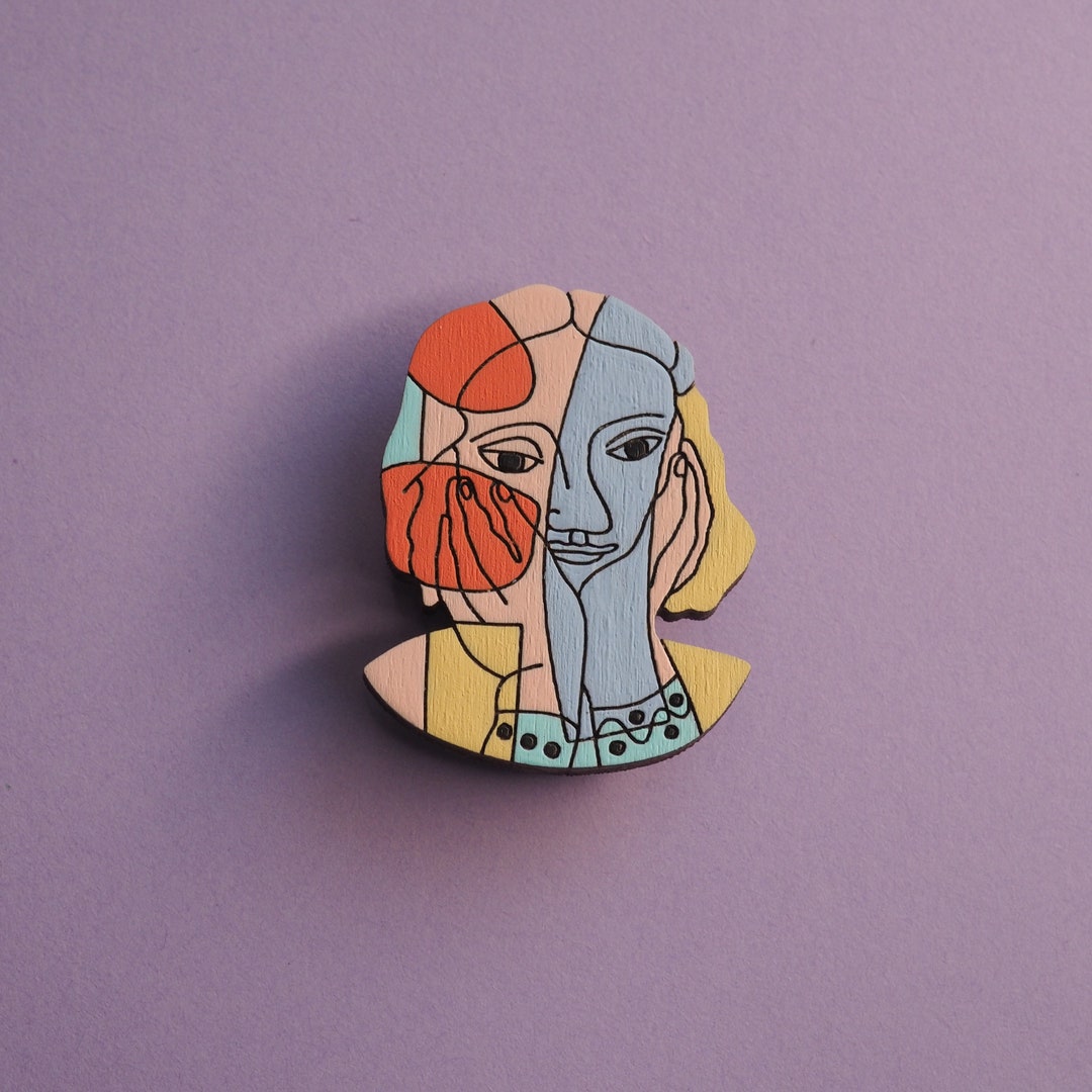 Lady Face Pin, Abstract Brooch, Girlfriend Gift, Jewelry Gift for Her ...