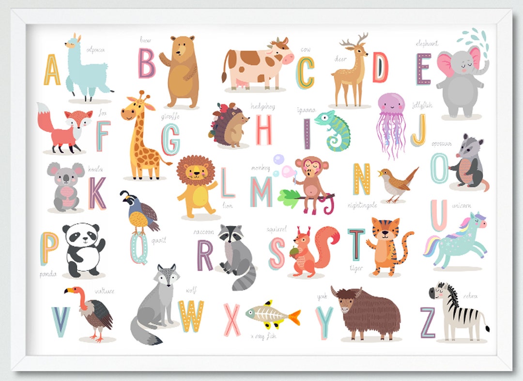 Animal Alphabet Nursery Poster | Nursery Art| Birth Announcement ...