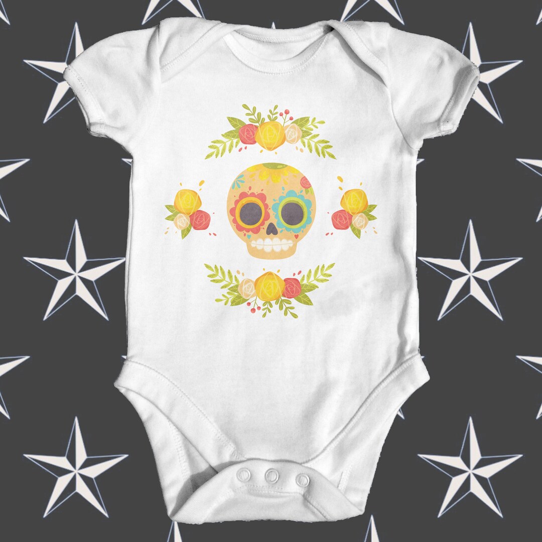 Tattoo Skull Wreath Baby Bodysuit | Baby Girl Bodysuit | Cute Baby ...