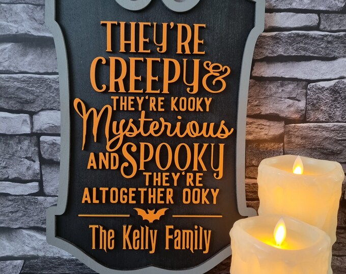 Addams Family Inspired Personalised Halloween Plaque Halloween Spooky ...