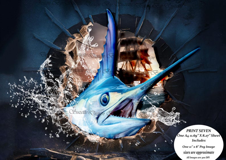 White Marlin Fish/ Rice Paper for Decoupage - Etsy