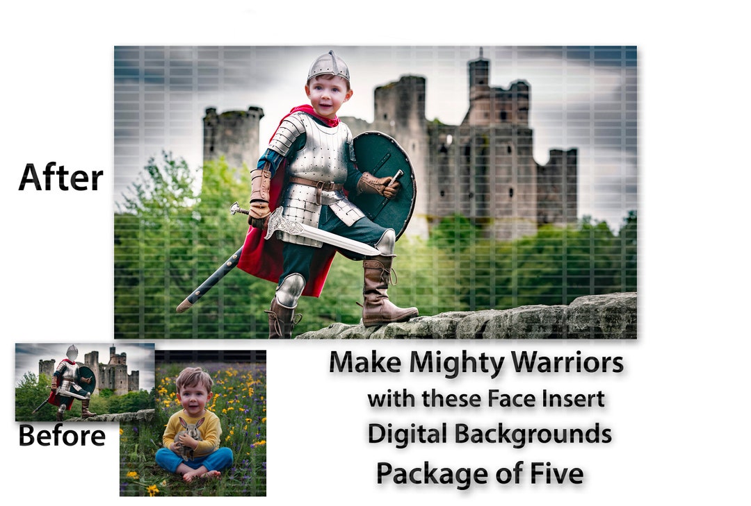 Face Insert Digital Background, Medieval Warrior, With Armor, Sword ...