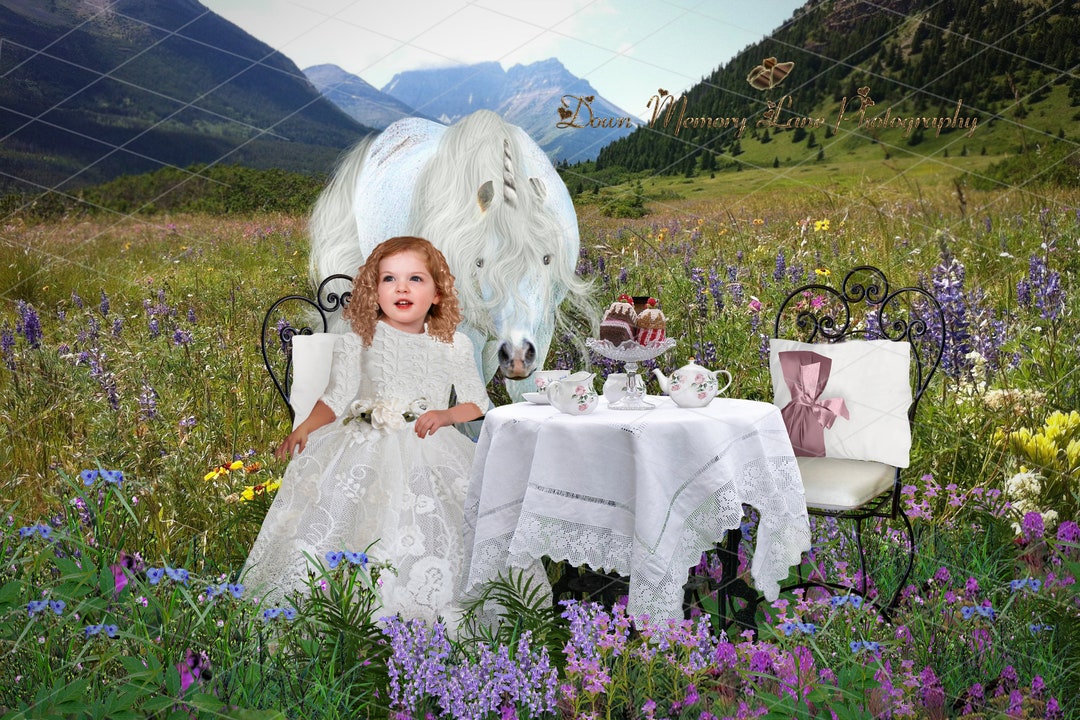 Tea Party Digital Background With Lystar Our Unicorn , Offer Your ...