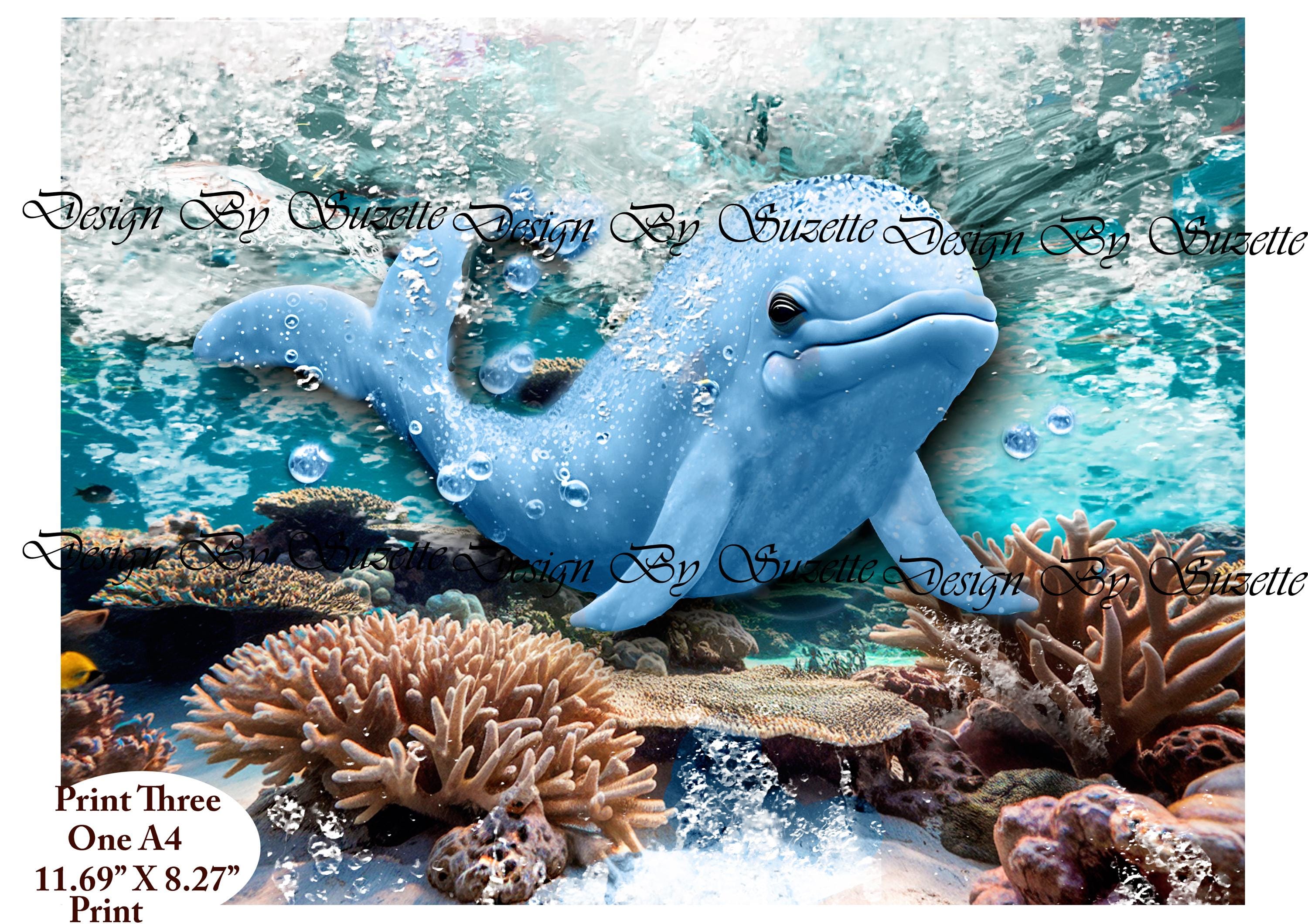 Sea Life Decoupage Paper: Whale, Seal, Coral Reef - A4 Rice Paper - Etsy