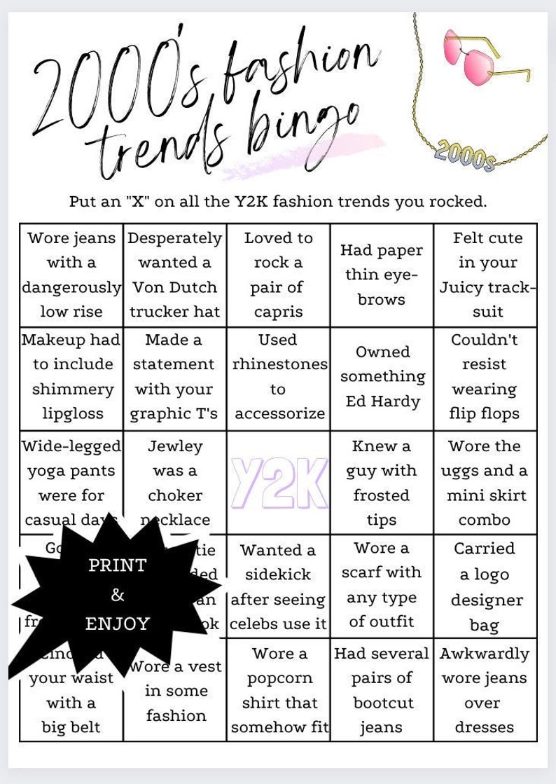 2000's Bingo, 2000's Game, 2000's Party, 2000s Party, 2000s Game, Y2K Fashion, 2000s Fashion ...