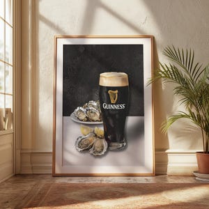 Guinness Poster, Oyster Artwork, Irish Pub Decor, St Patrick's Day ...