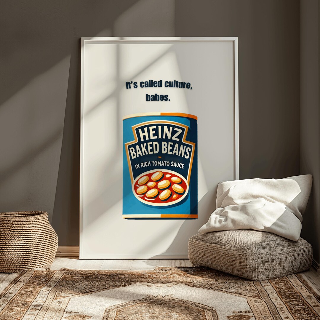 Baked Beans Poster | British Humour Art, UK Culture Kitchen Decor, Gift ...