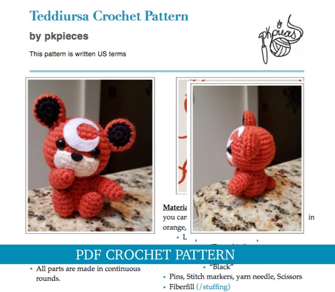 Teddiursa Inspired CROCHET PATTERN PDF - Etsy