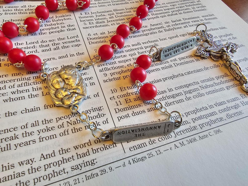 Red Labeled Mysteries Rosary - Etsy