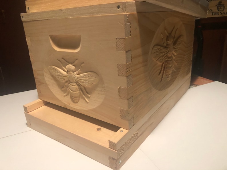3D Relief #CNC Carving Honey Bee on a Bee Hive Un-assembled 10/frame ...