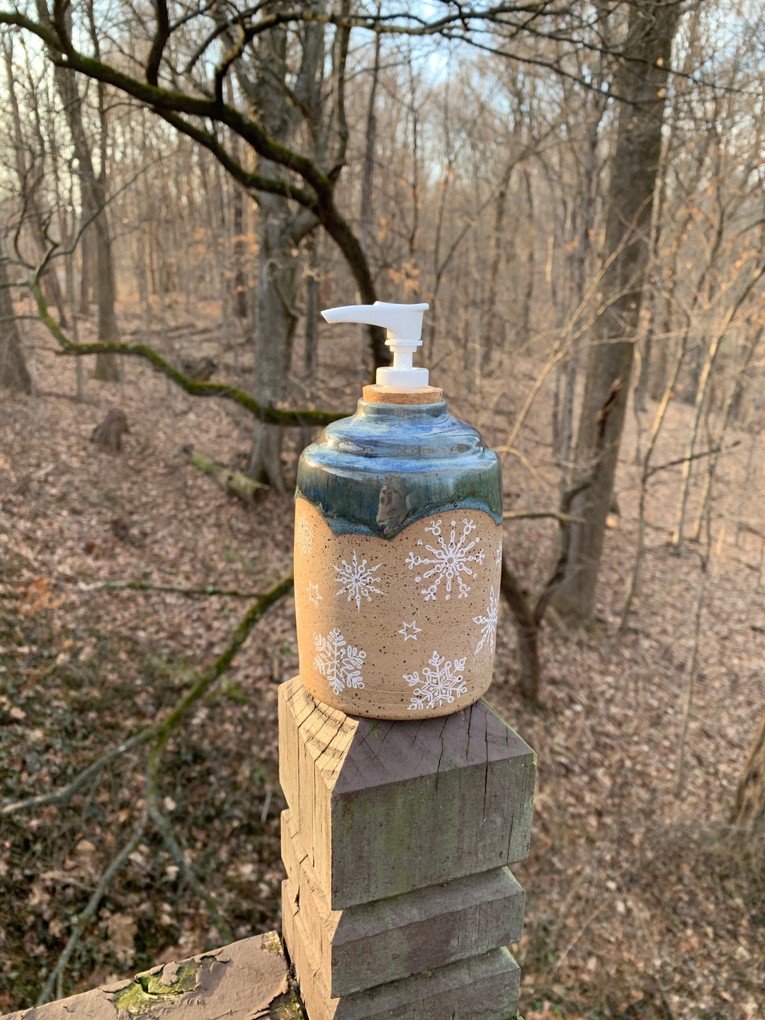Ceramic Soap Dispenser Snowflakes Gulf - Etsy
