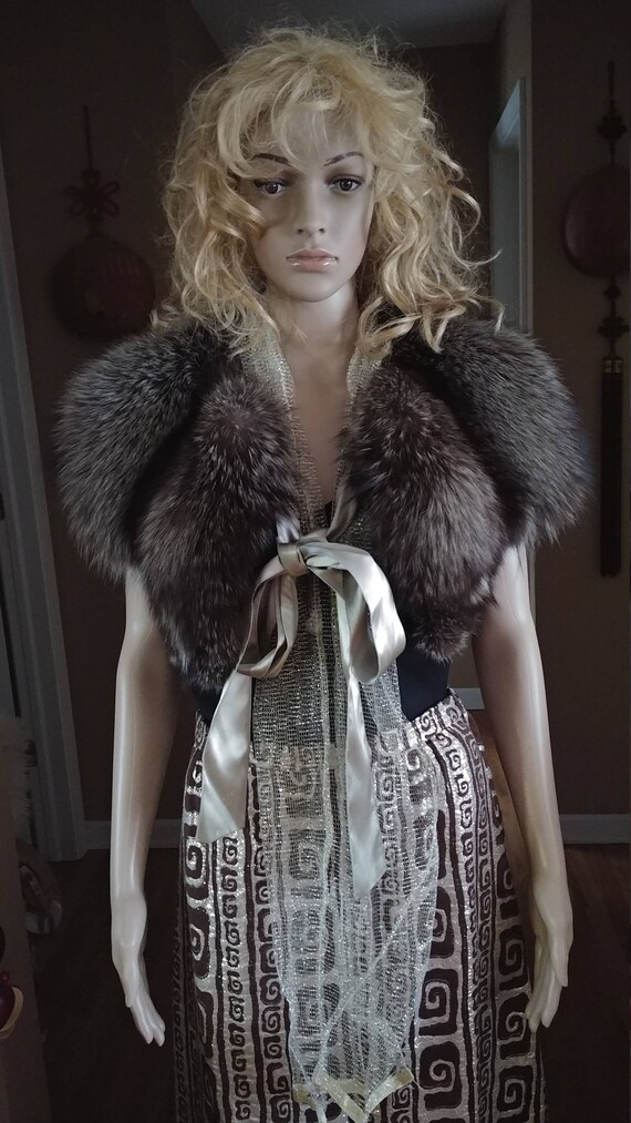 Fox Silver Black Fox Natural Fur Collar With a Straps | Etsy