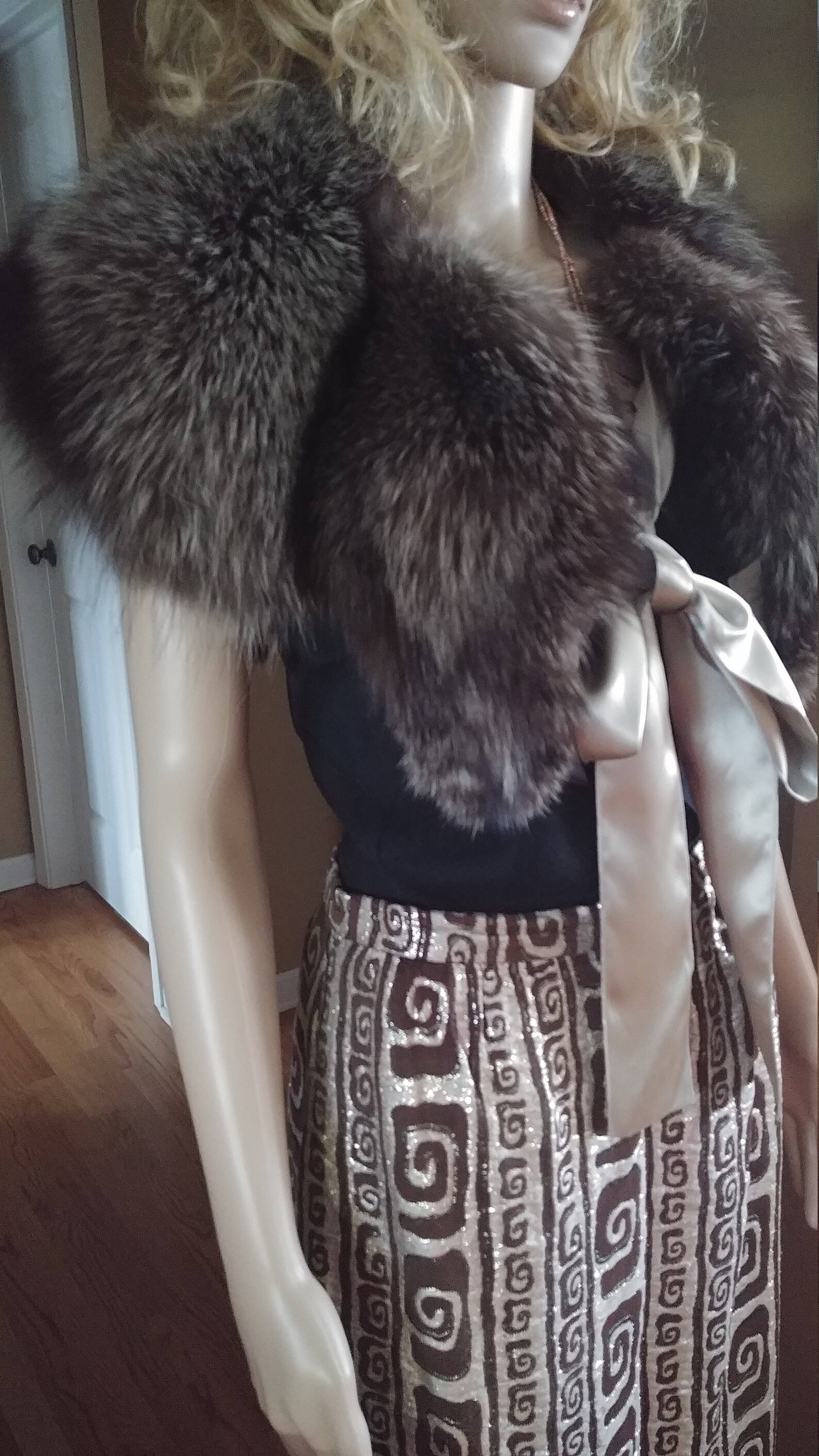 Fox Silver Black Fox Natural Fur Collar With a Straps | Etsy