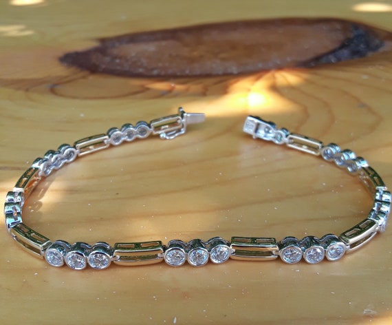 14k Gold 2.70ct Diamond Tennis Link Chain Bracelet Fa… - Gem