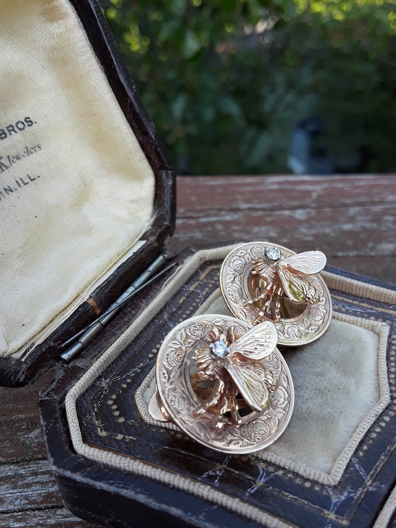 Victorian 14k Gold Diamond Fly Earrings Stud Rare Unique One - Etsy