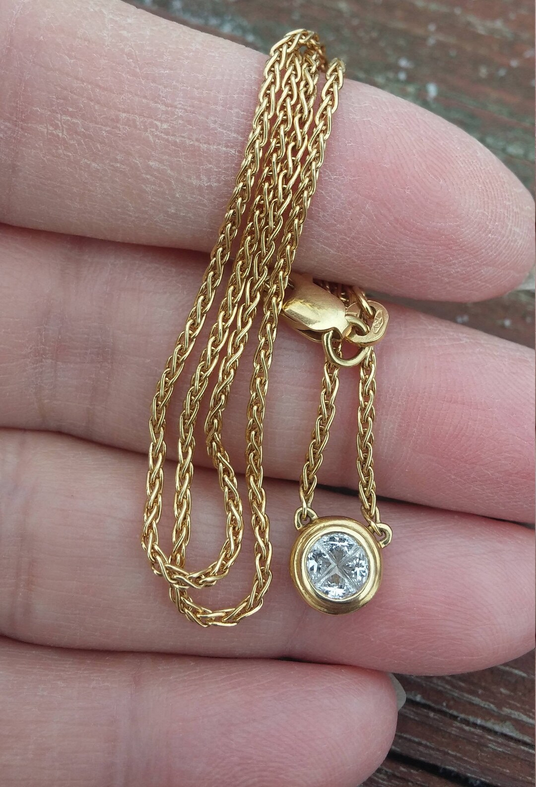 18k Gold Diamond Pendant Necklace Italy - Etsy