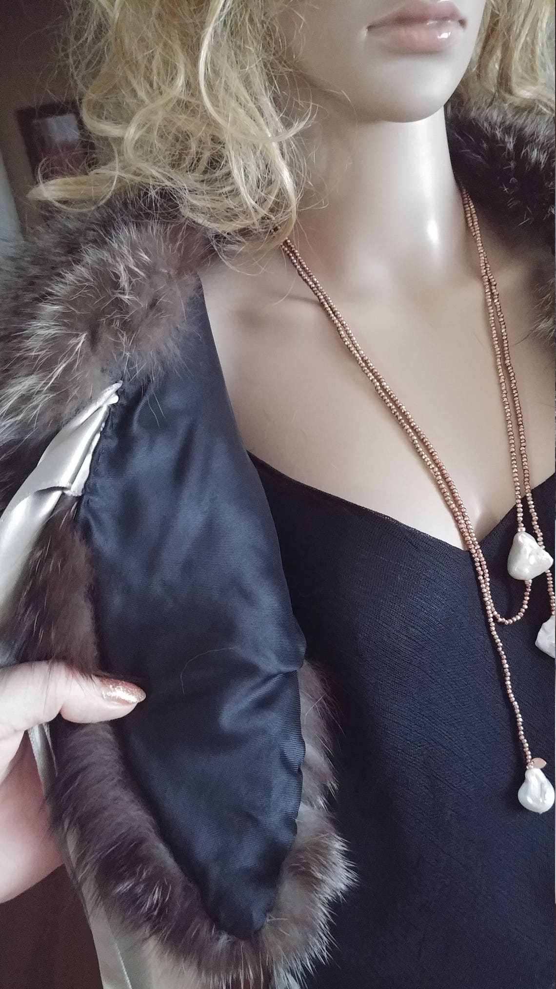 Fox Silver Black Fox Natural Fur Collar With a Straps - Etsy