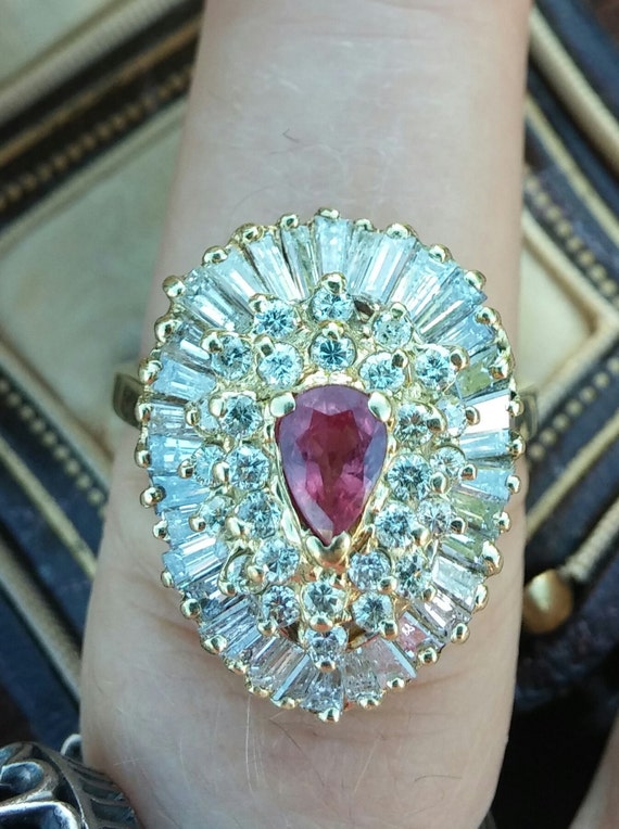 14k 2.50ct Diamond Ruby Wedding Engagement Cocktail Ring | Etsy