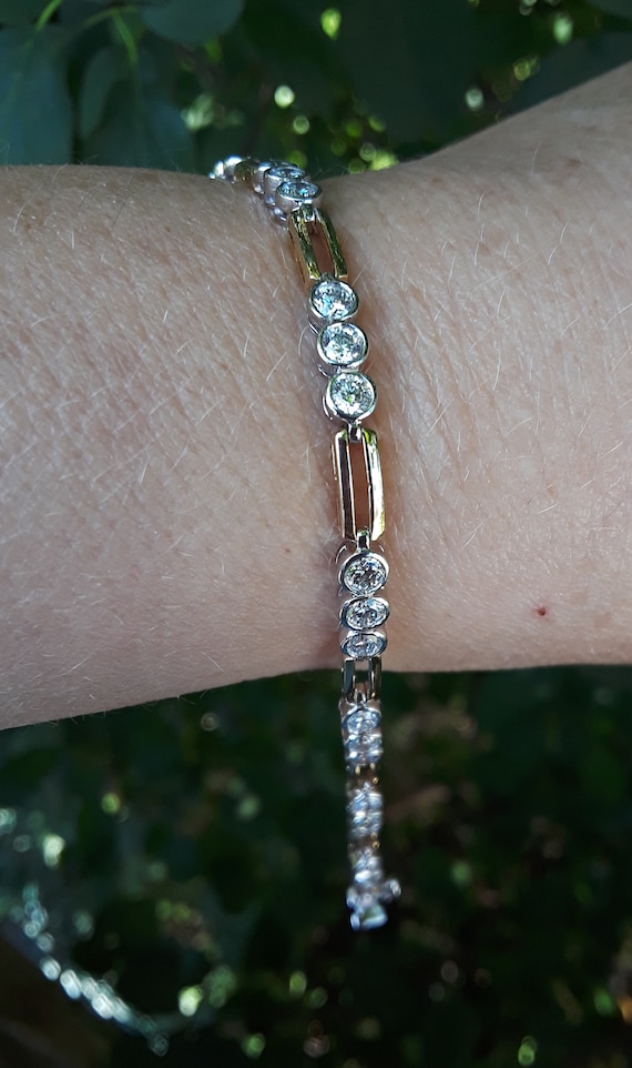 14k Gold 2.70ct Diamond Tennis Link Chain Bracelet Fa… - Gem