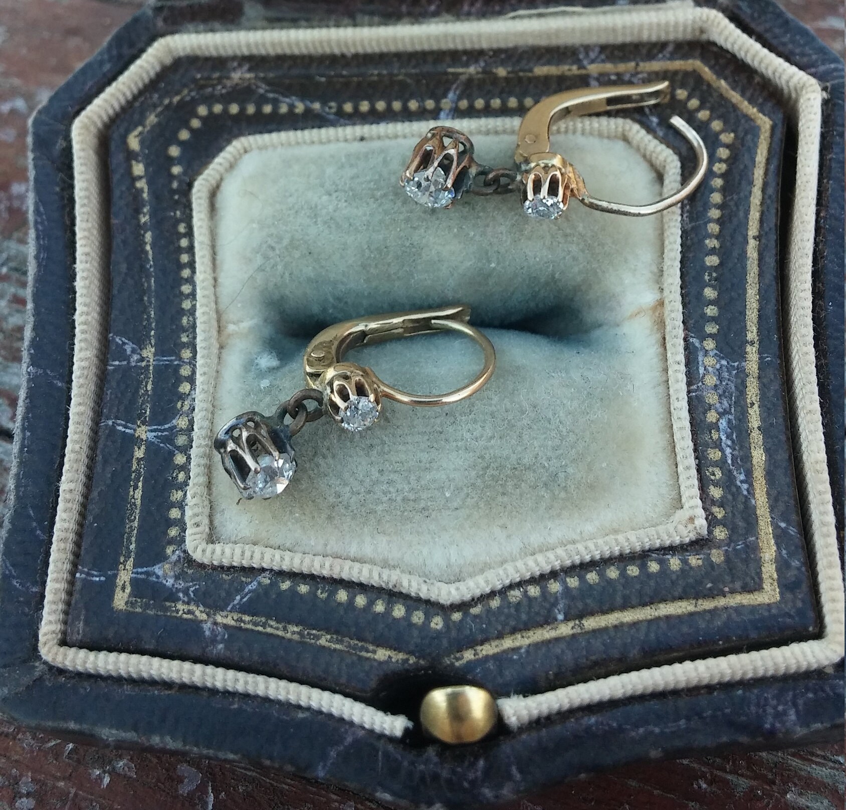 Georgian European Cut Diamond Dangle Earrings - Etsy