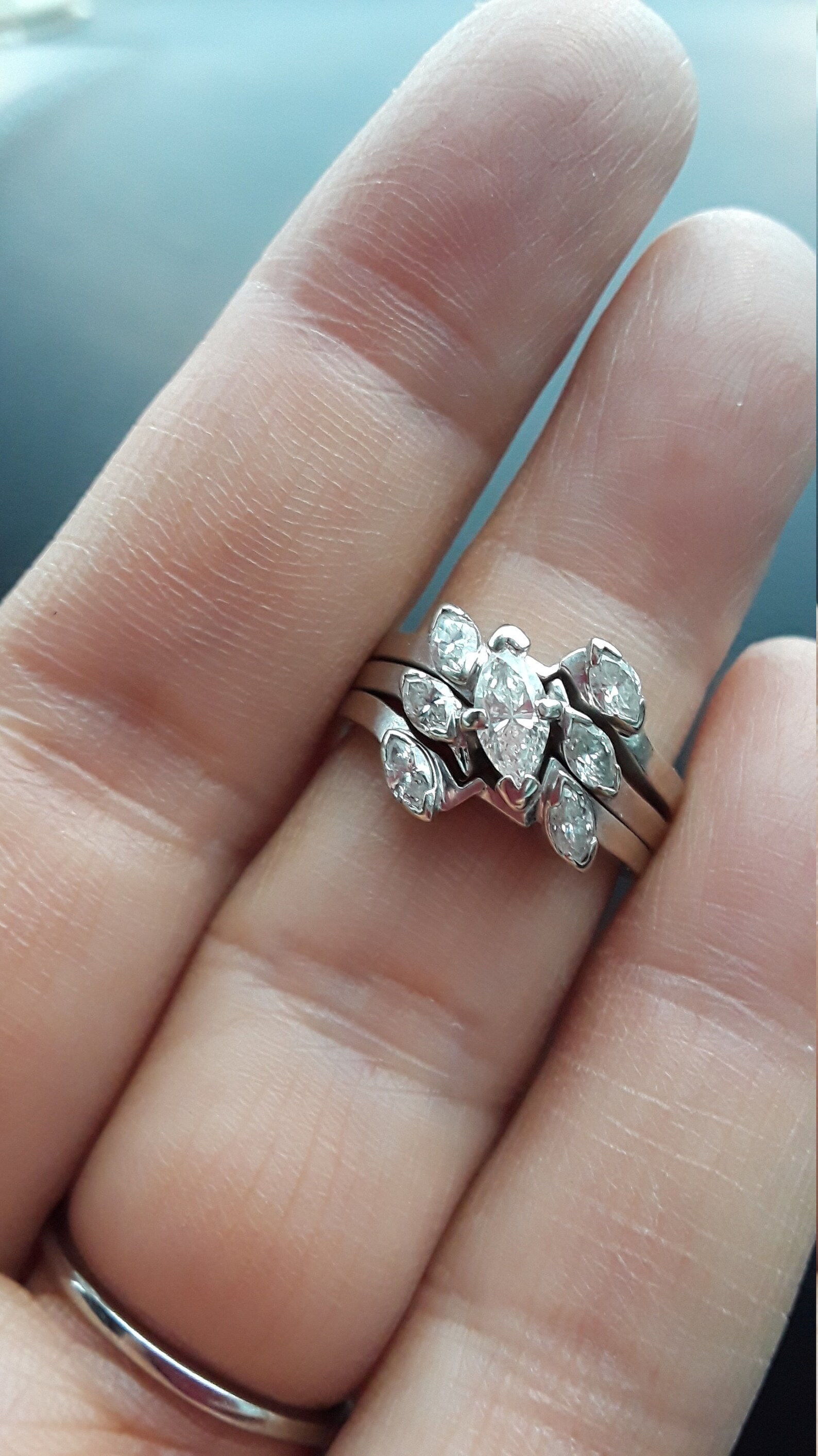 14k Gold Marquise Diamond Wedding Set Three Rings Wedding - Etsy