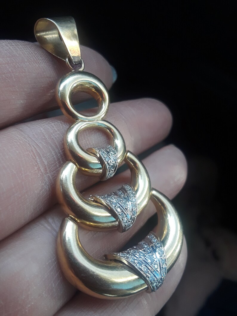 14k Gold Diamond Dangling Pendant 17 Grams Fabulous - Etsy