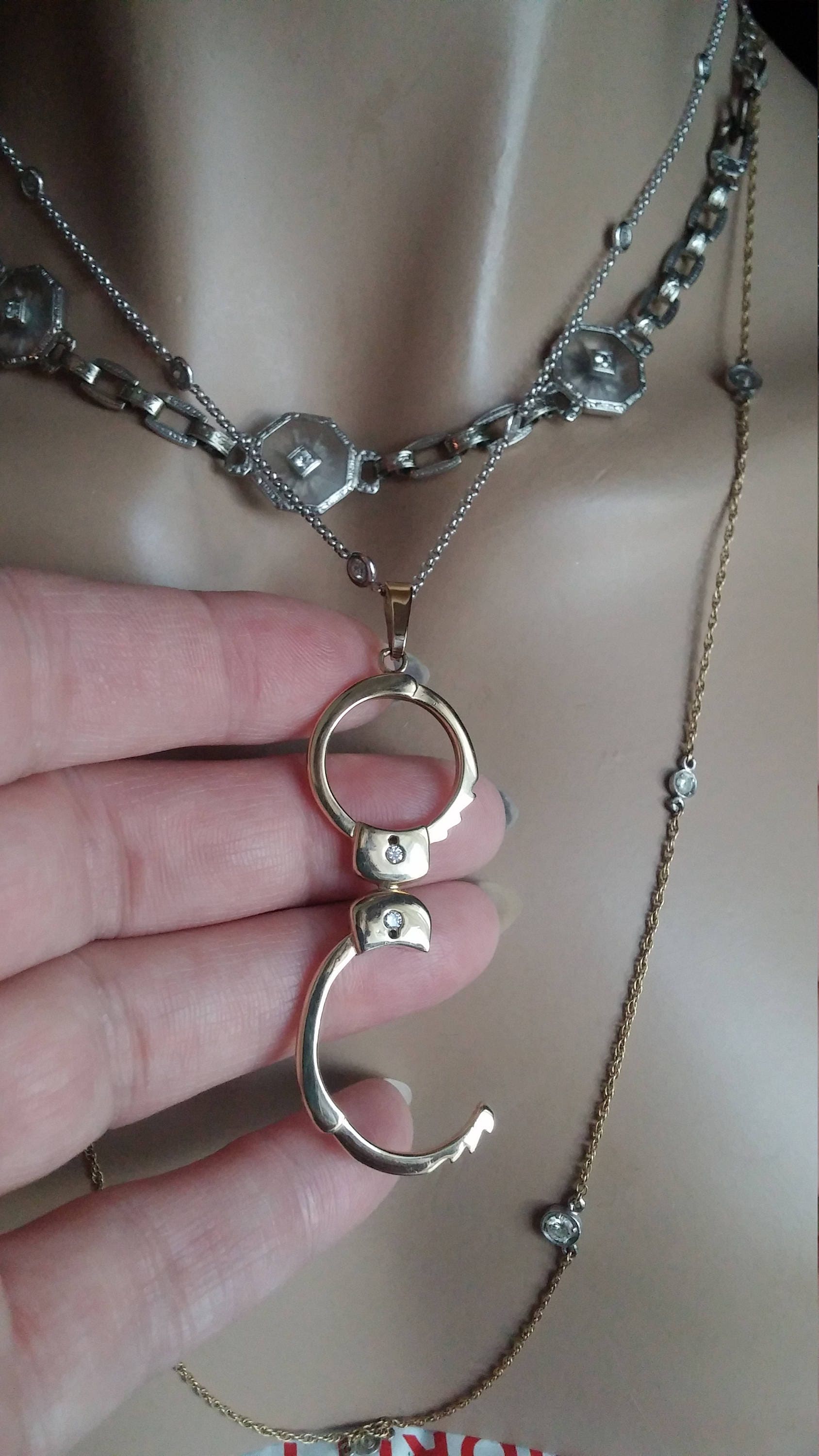 14k Gold Diamond Handcuffs Pendant One Of A King 10 Grams 2.5 | Etsy
