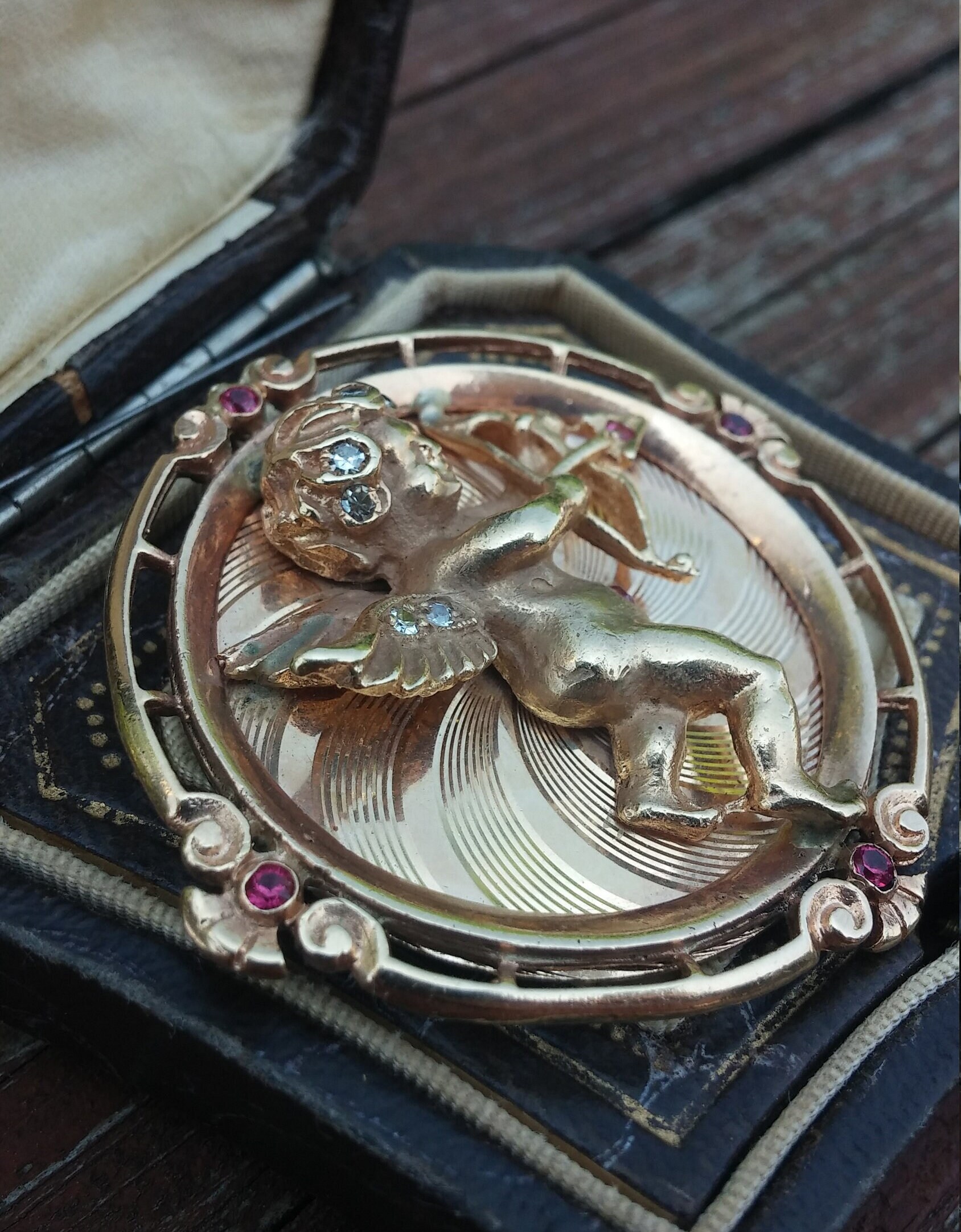 Antique 14k Gold Diamond Ruby Cupid Pengant 22.4 Grams - Etsy