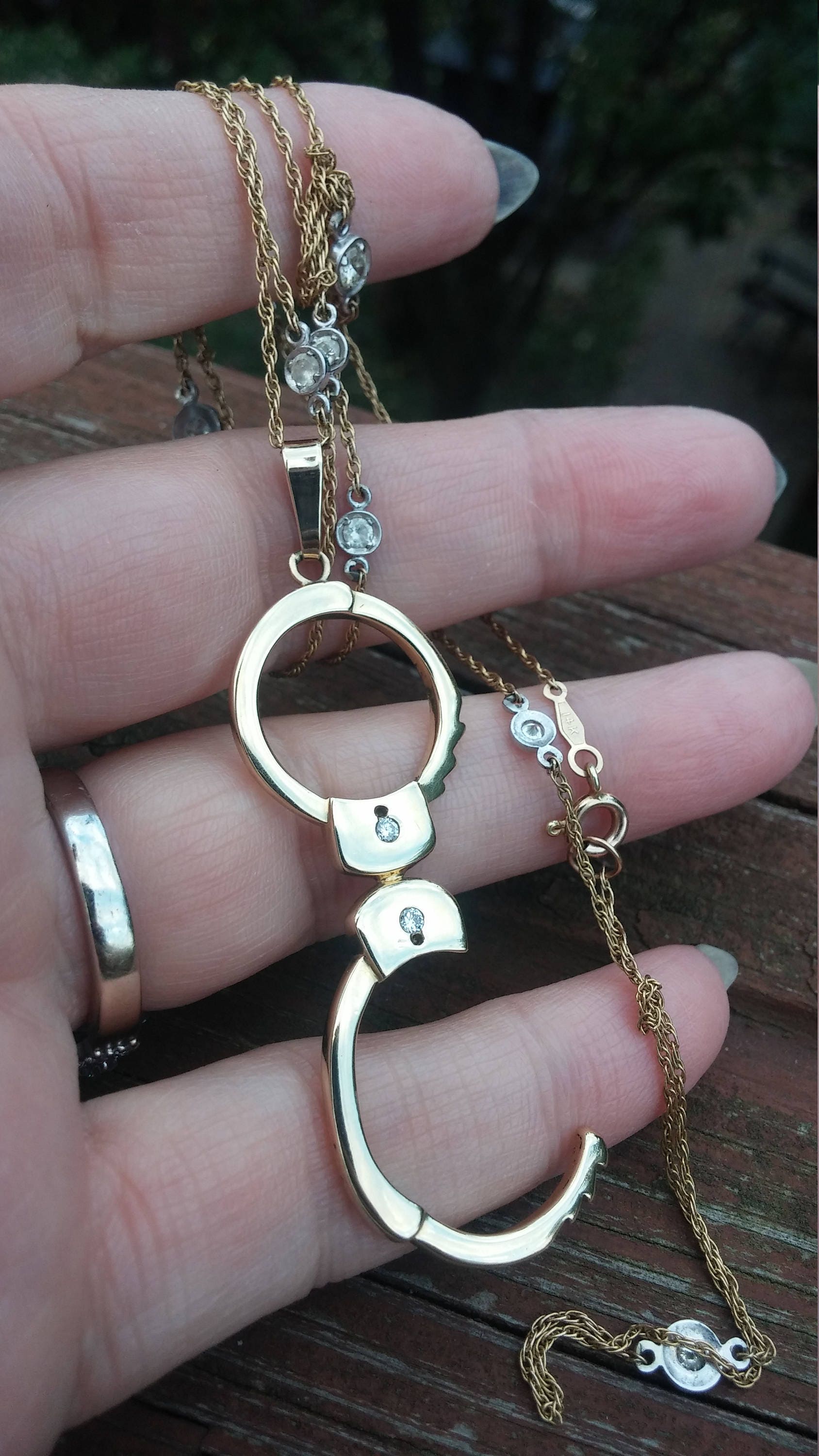 14k Gold Diamond Handcuffs Pendant One Of A King 10 Grams 2.5 | Etsy