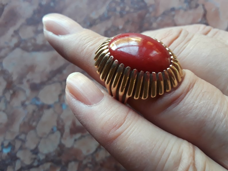14k Gold Ox Blood Coral Ring 18 Grams | Etsy