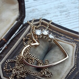 14k Gold Diamond Heart Shaped Pendant With Chain Necklace Made in Italy ...