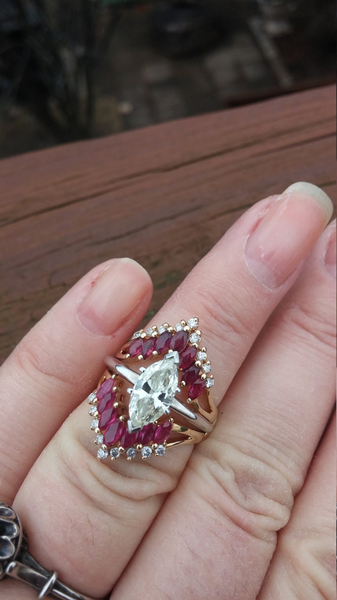 14k Gold Diamond Ruby Ring Guard Wrap Wedding Engagement | Etsy