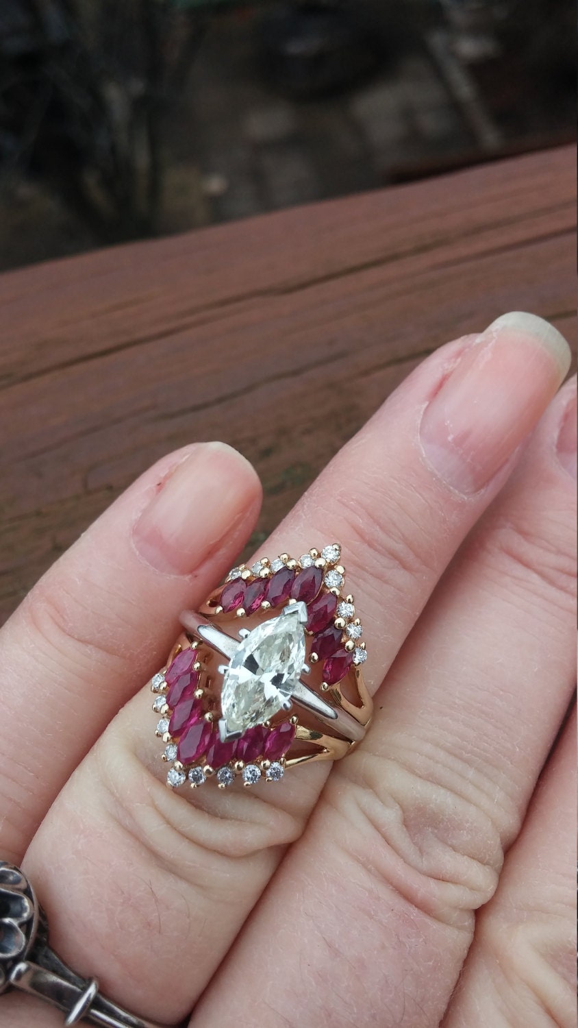 14k Gold Diamond Ruby Ring Guard Wrap Wedding Engagement | Etsy