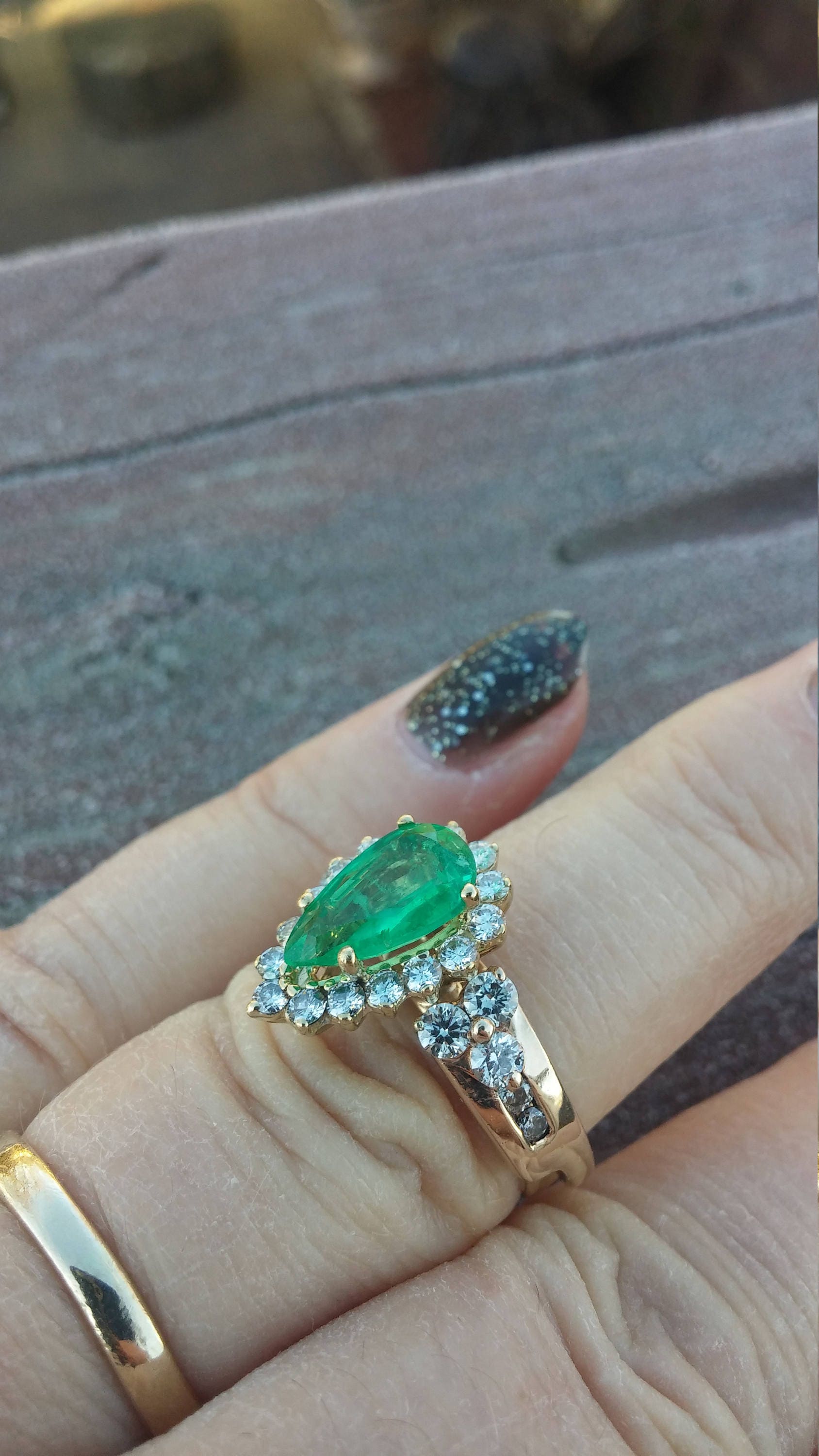 14k Gold 3ct Pear Shaped Columbian Emerald Diamond Ring | Etsy