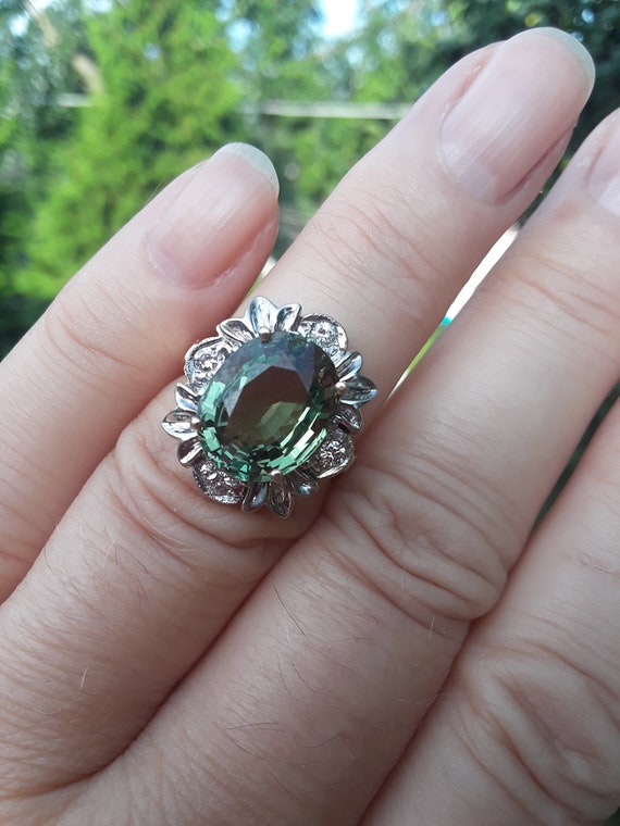 14k Gold Prasiolite Diamond Wedding Engagement Cocktail - Etsy