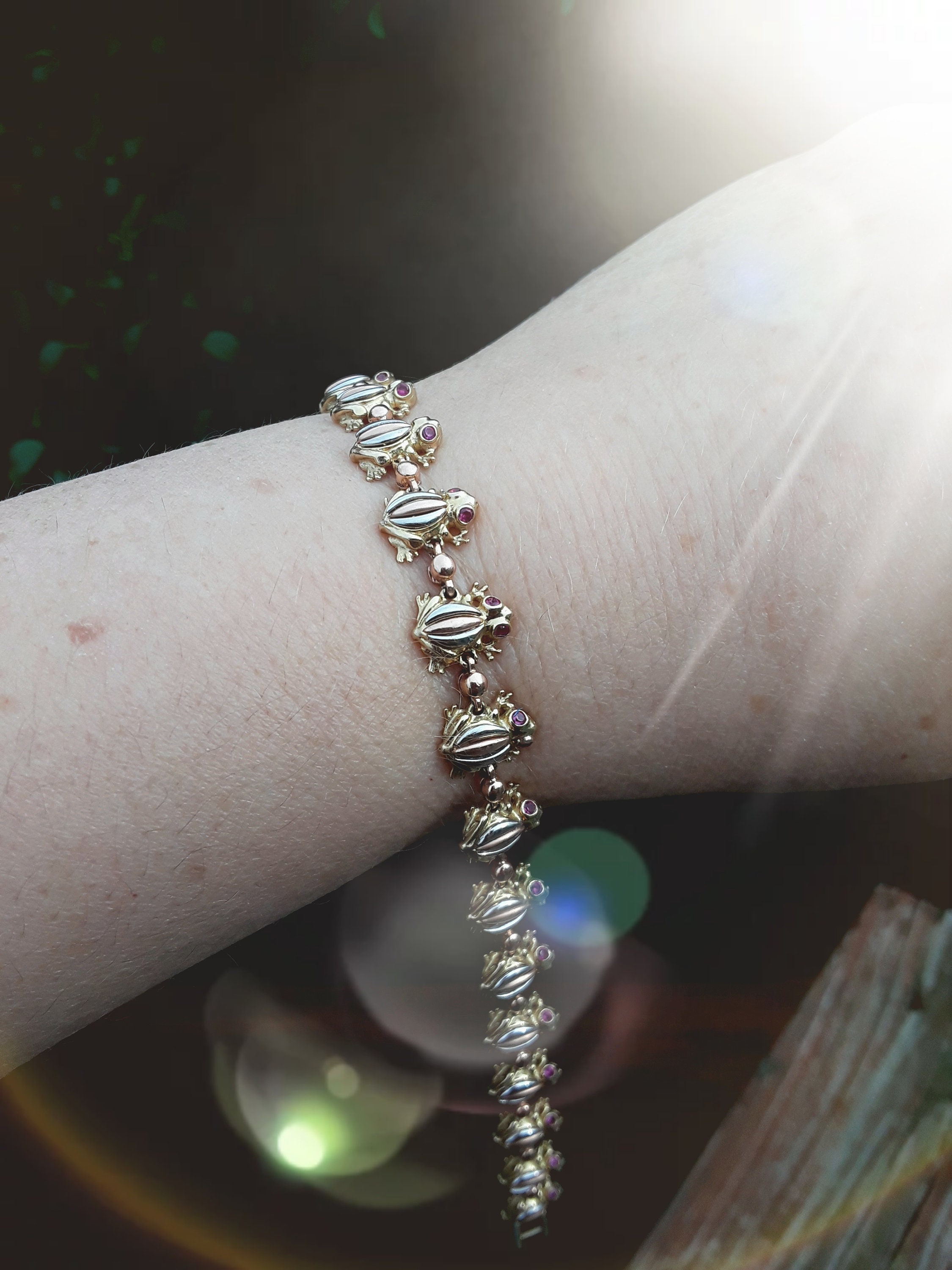 14k Gold Ruby Eyes Frogs Bracelet 18.5 Grams Rare Fabulous | Etsy